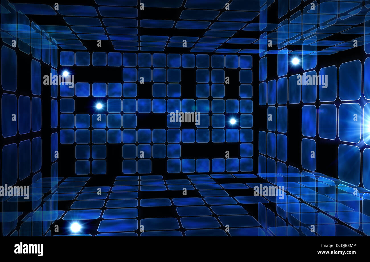Room of shiny blue squares Stock Photo - Alamy