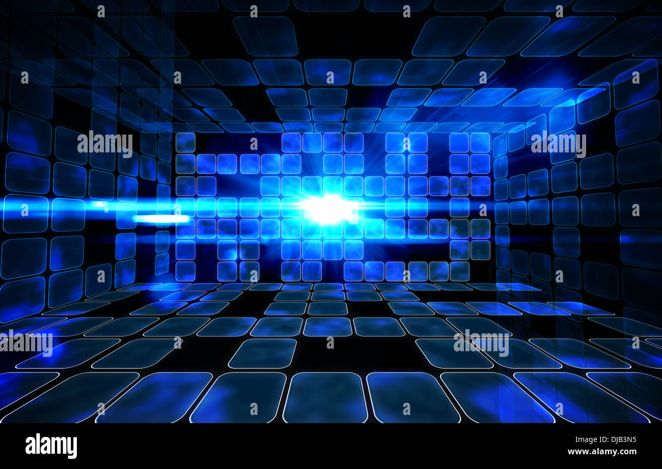 Room of shiny blue squares Stock Photo - Alamy