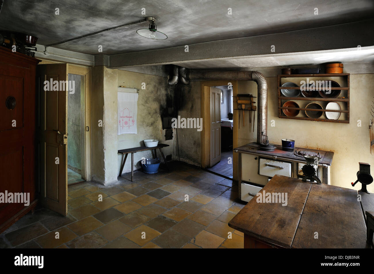 Kitchen, furnished as in 1912, in a farmhouse originally from ...