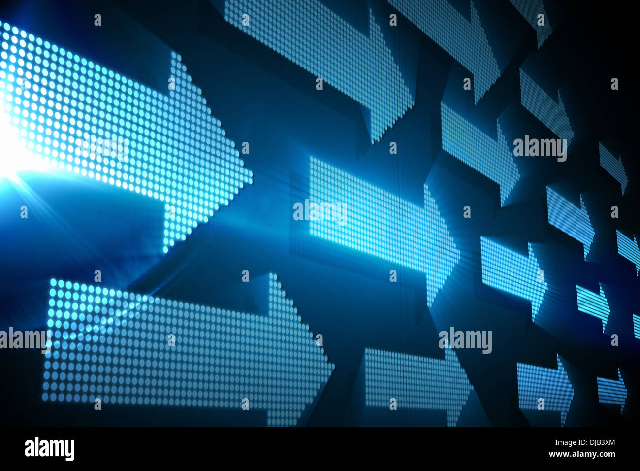 Blue arrows on black background Stock Photo - Alamy