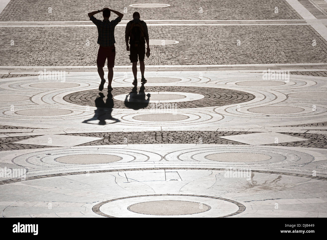 Silhouettes of pedestrians in the pedestrian zone, Budapest, Hungary ...