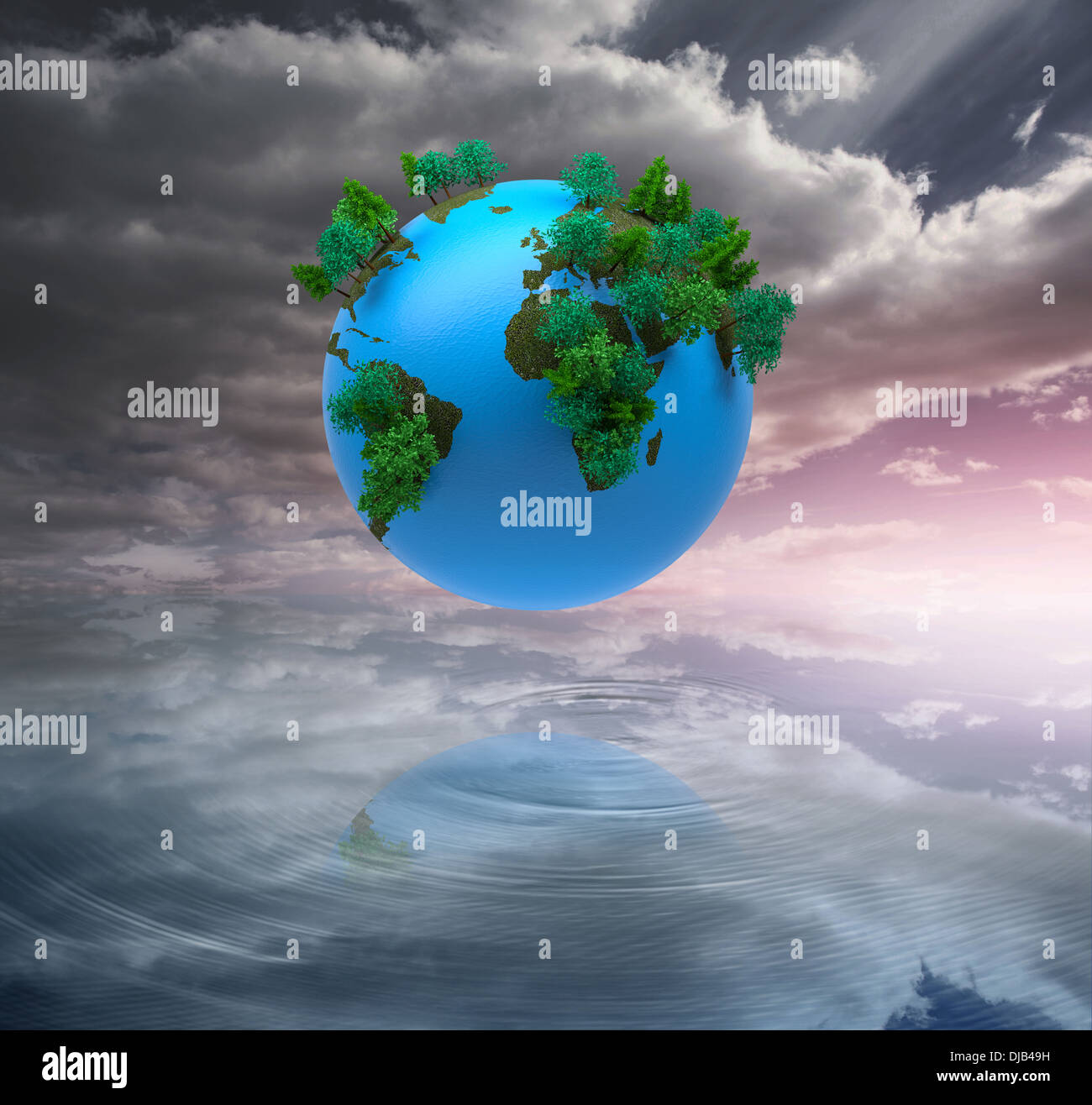 Digitally generated earth floating in air Stock Photo - Alamy