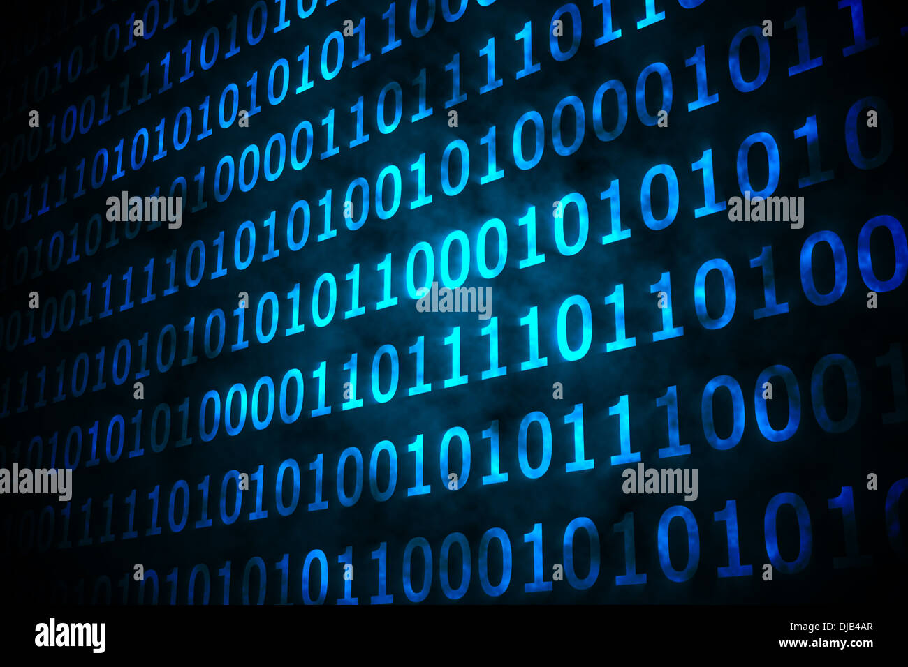 Shiny blue binary code on black background Stock Photo - Alamy