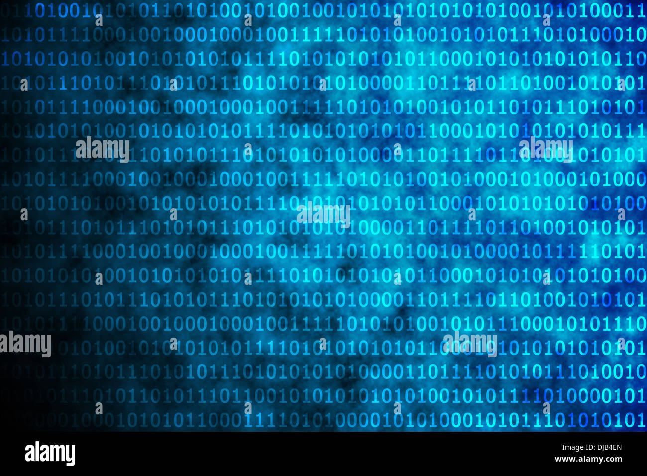Shiny blue binary code on black background Stock Photo - Alamy