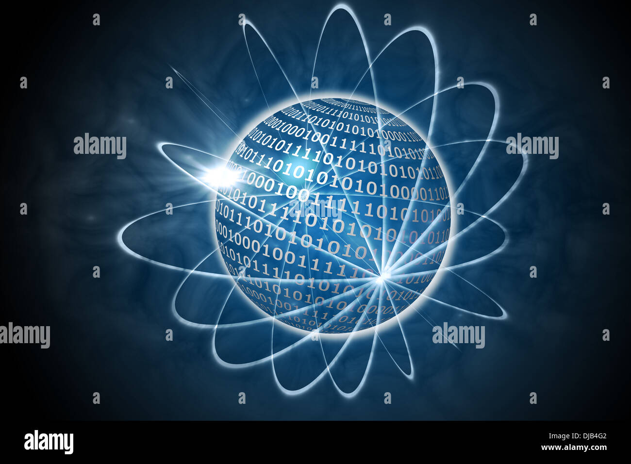 Shiny sphere with binary code Stock Photo - Alamy