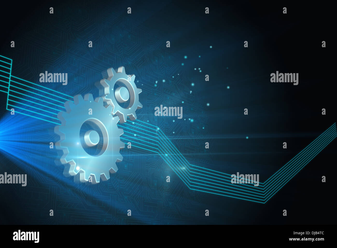 Shiny cogs on black background Stock Photo - Alamy