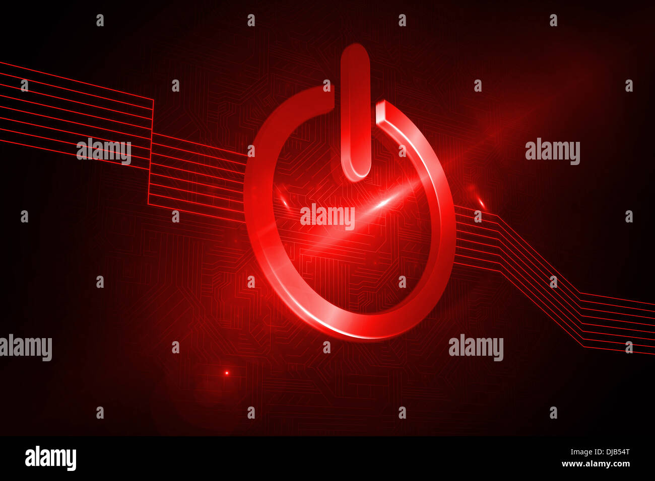 Shiny red turn off button on black background Stock Photo - Alamy