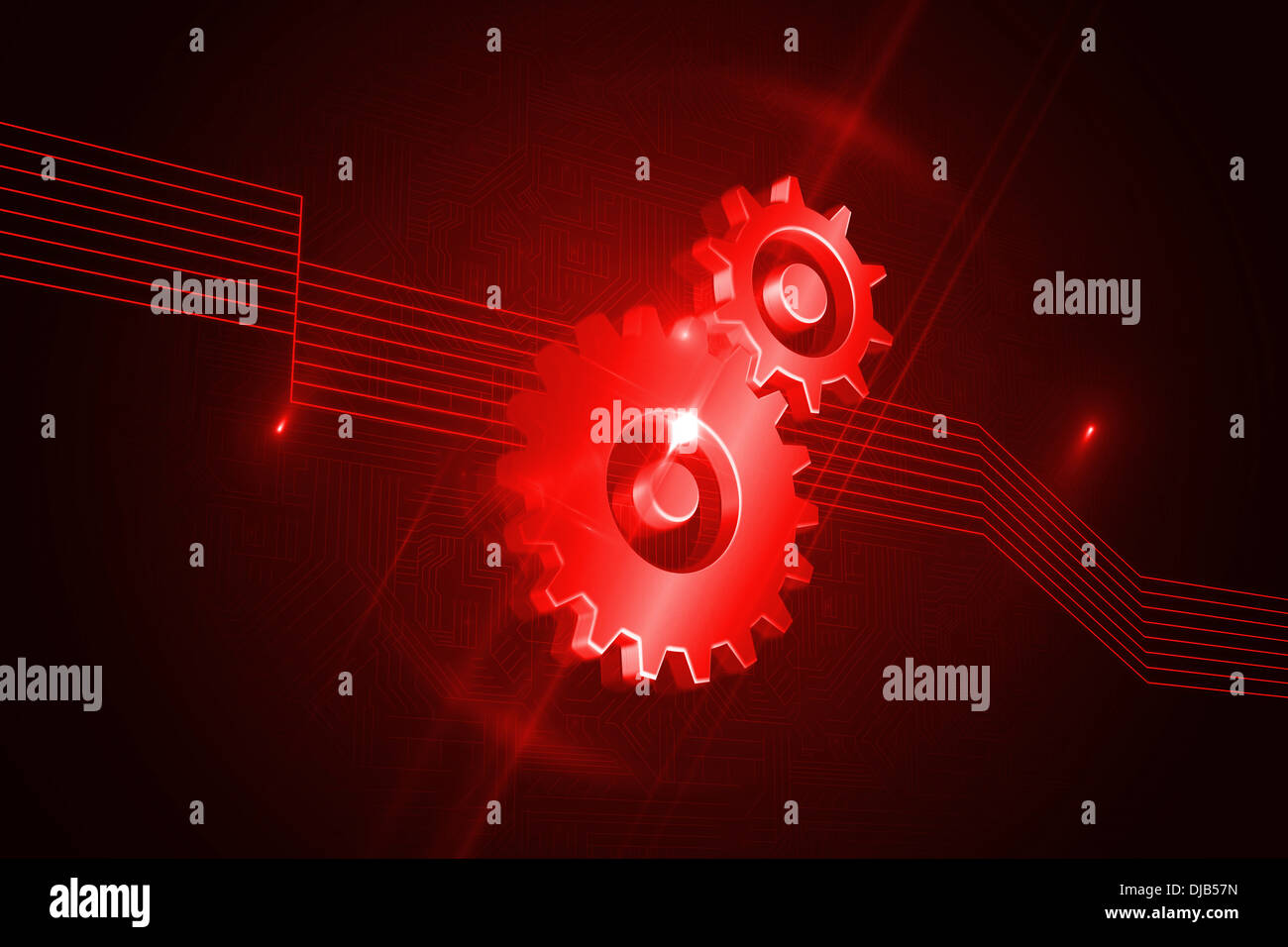 Shiny red cogs on black background Stock Photo - Alamy