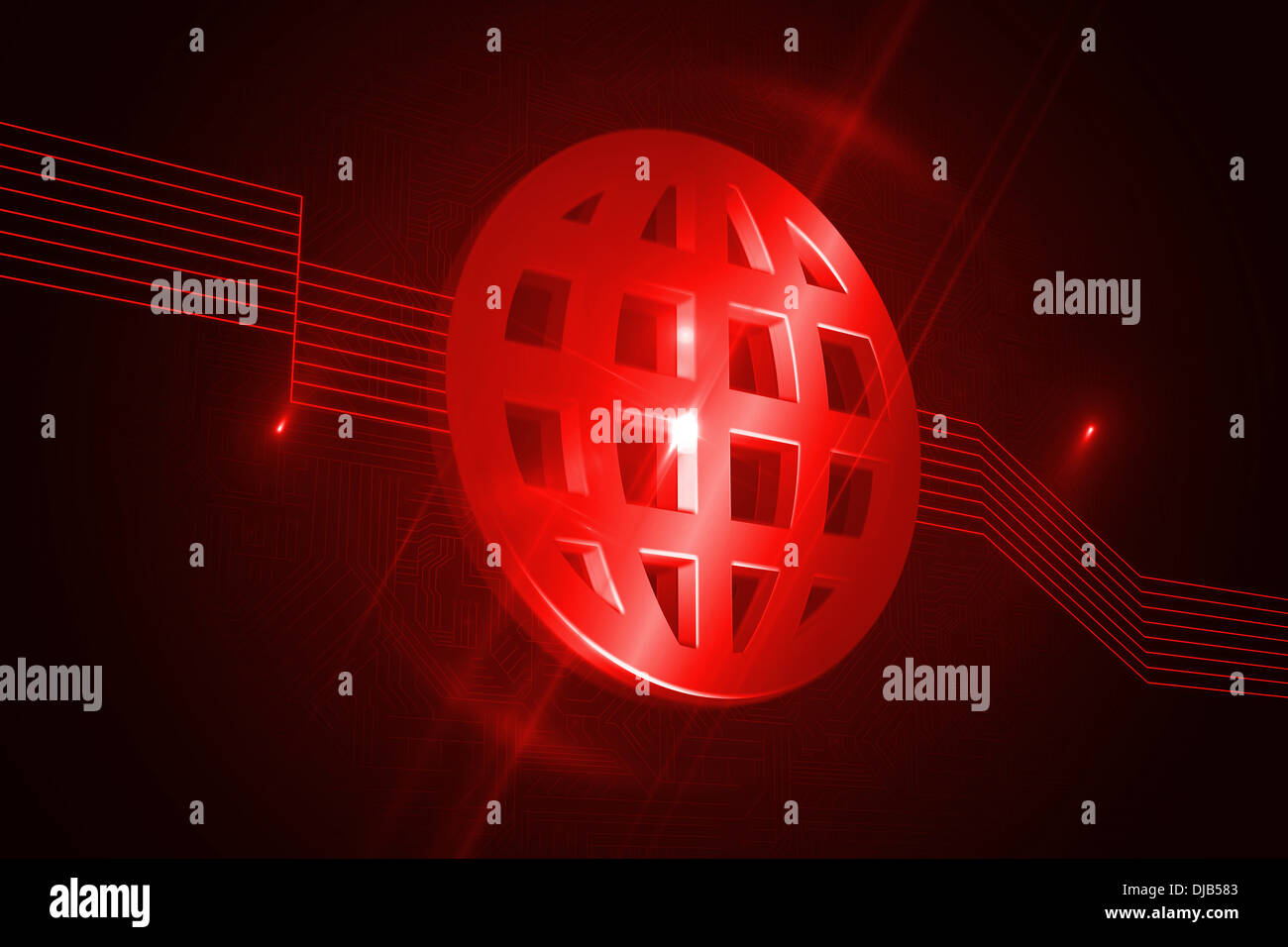 Shiny red globe on black background Stock Photo - Alamy
