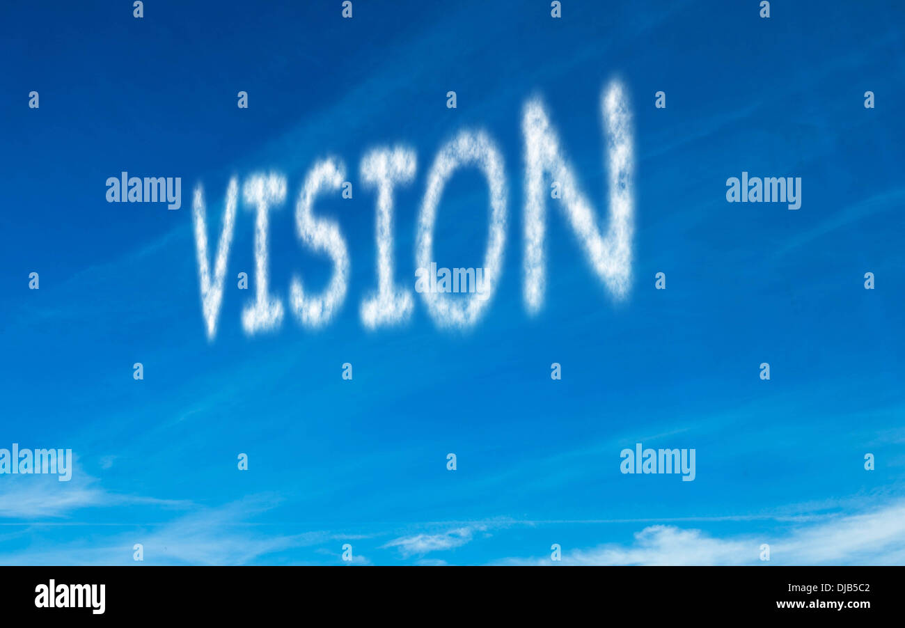 Vision written in white in sky Stock Photo - Alamy