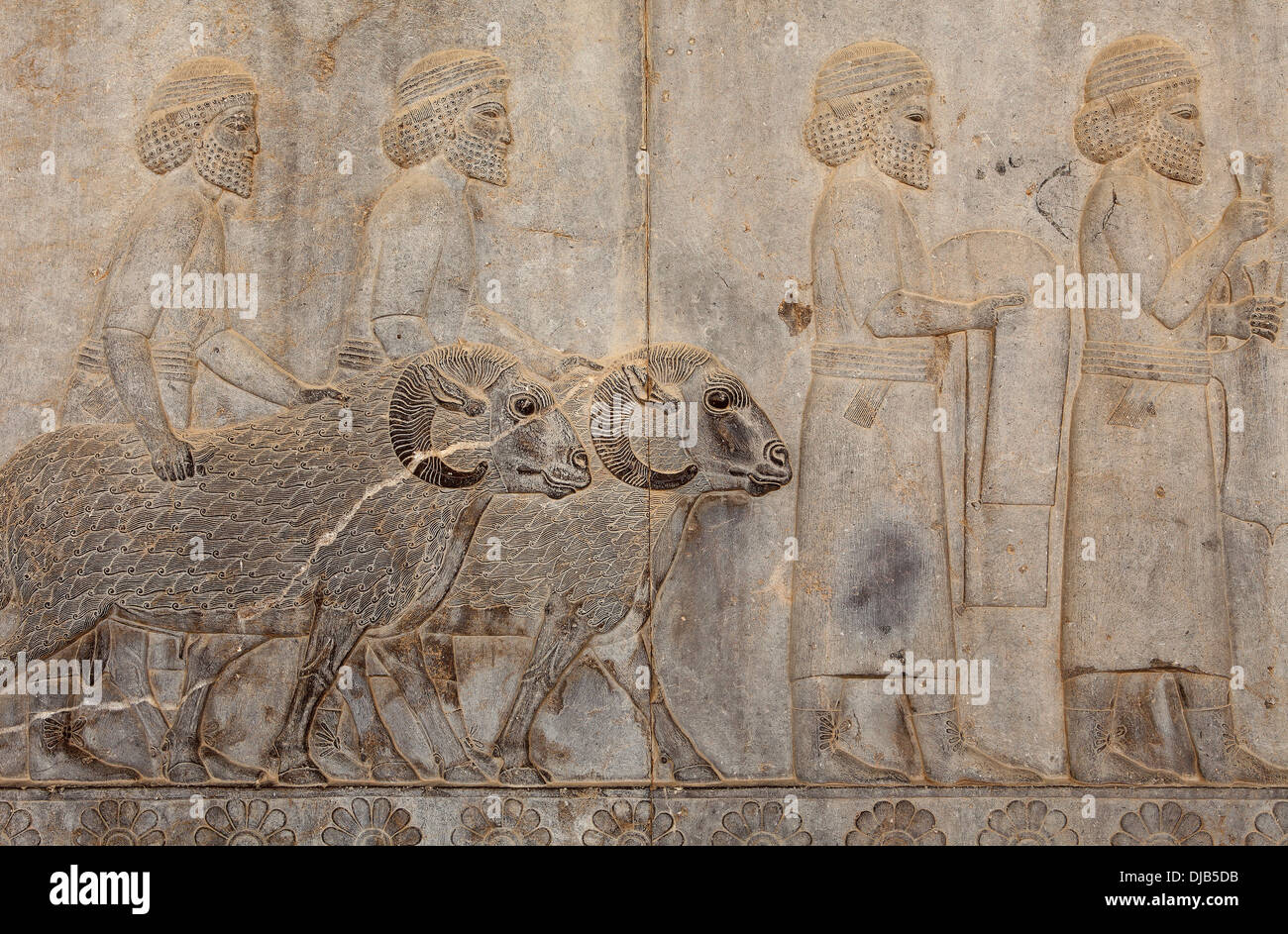 Bas-relief, Libyans bringing animals and fabrics as a tribute, ancient ...