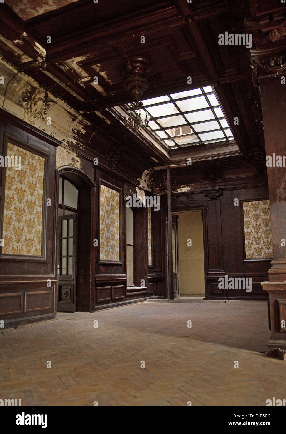 Great wooden interior in the ancient building Stock Photo - Alamy