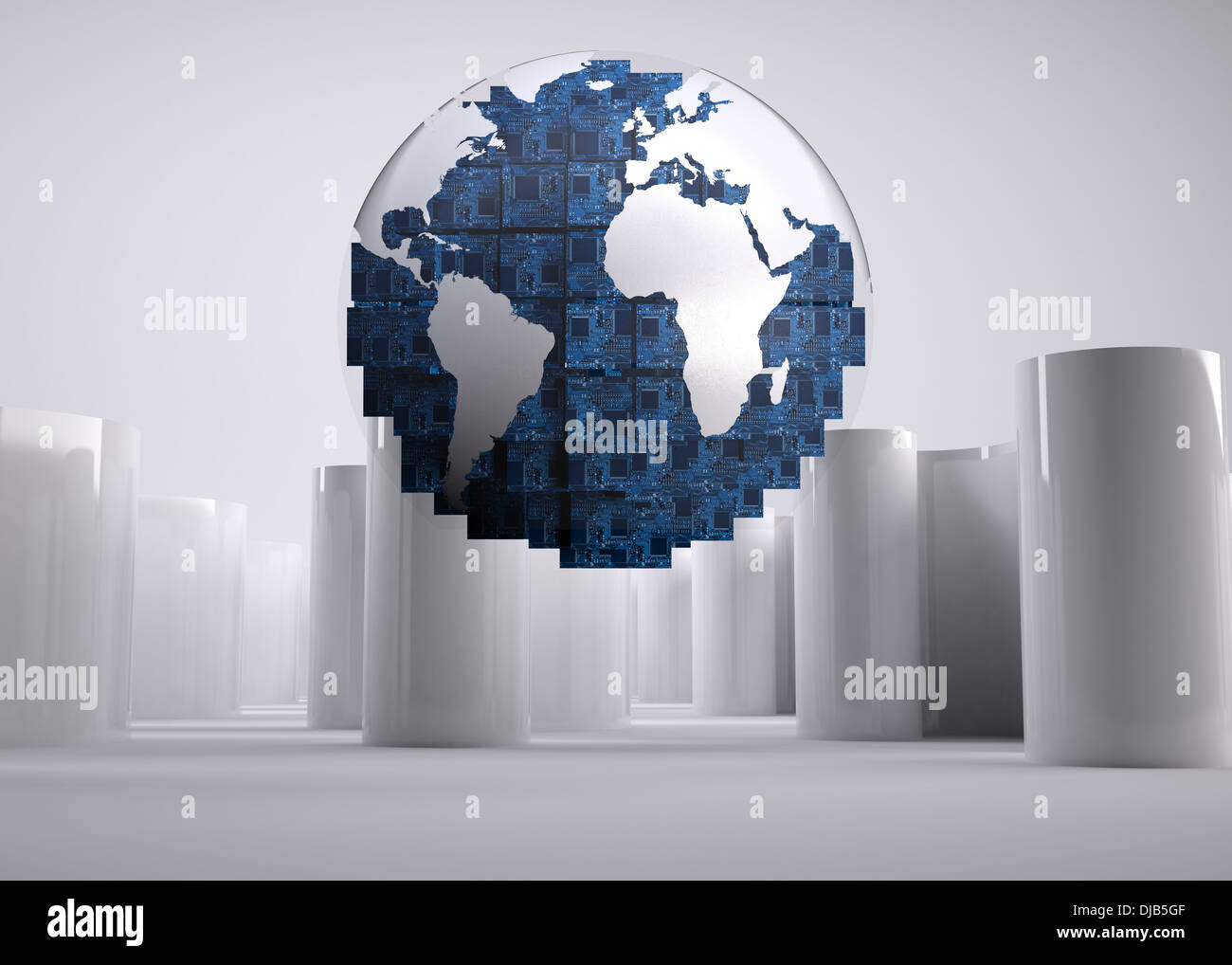 Digital globe on grey abstract background Stock Photo - Alamy