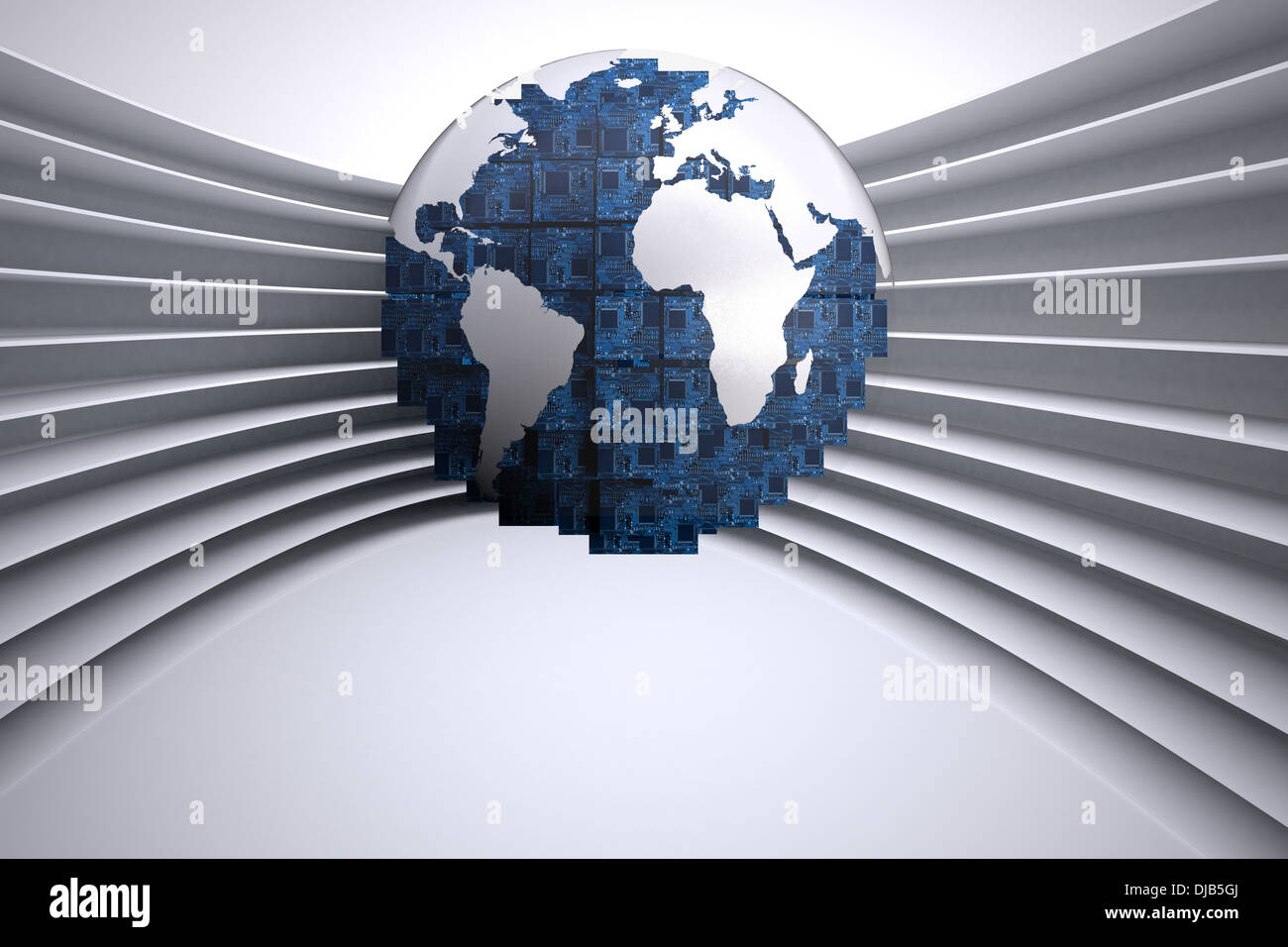 Digital globe on grey abstract background Stock Photo - Alamy
