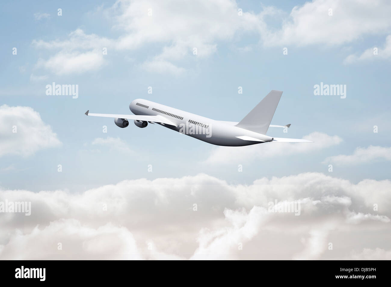 3D plane flying in the sky Stock Photo - Alamy