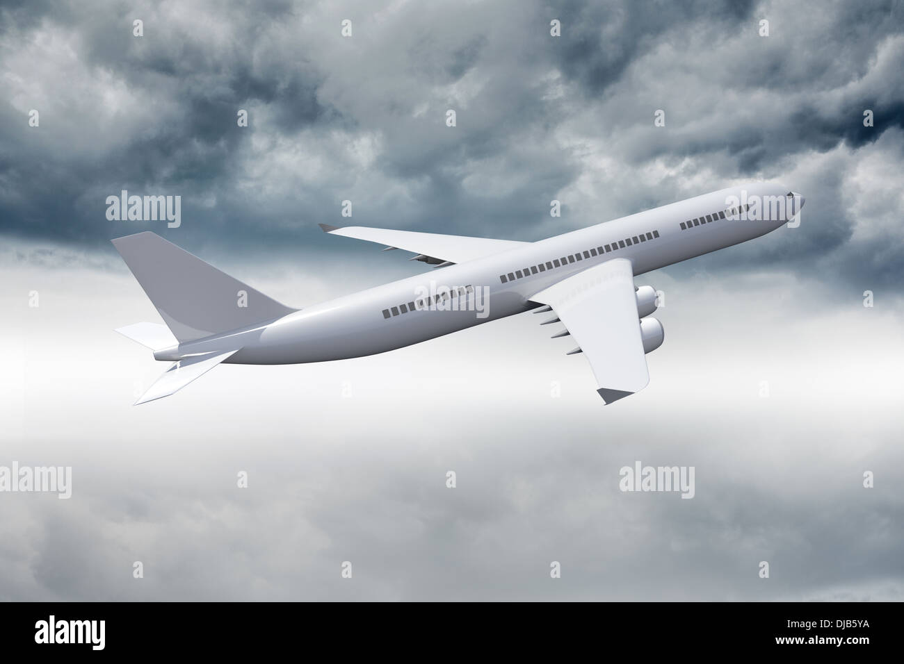 3D plane flying in the sky Stock Photo - Alamy