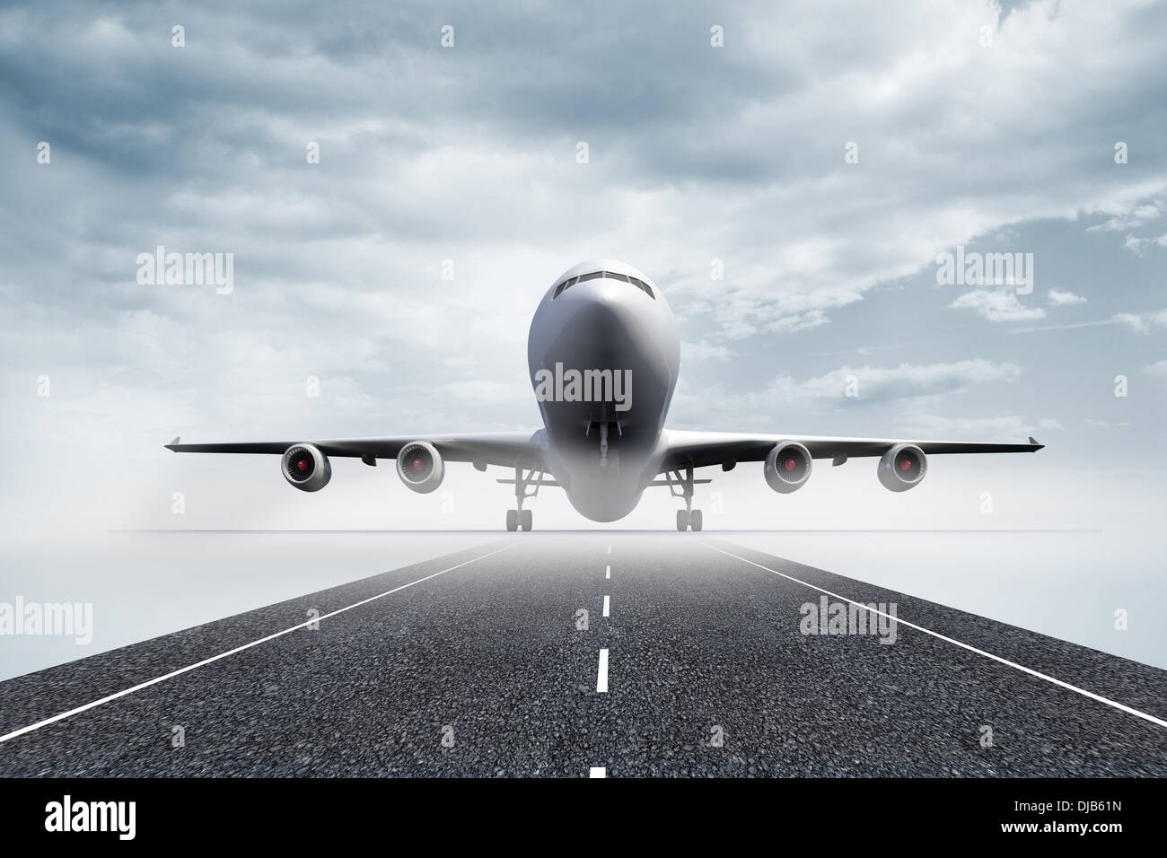 3D plane standing on runway Stock Photo - Alamy