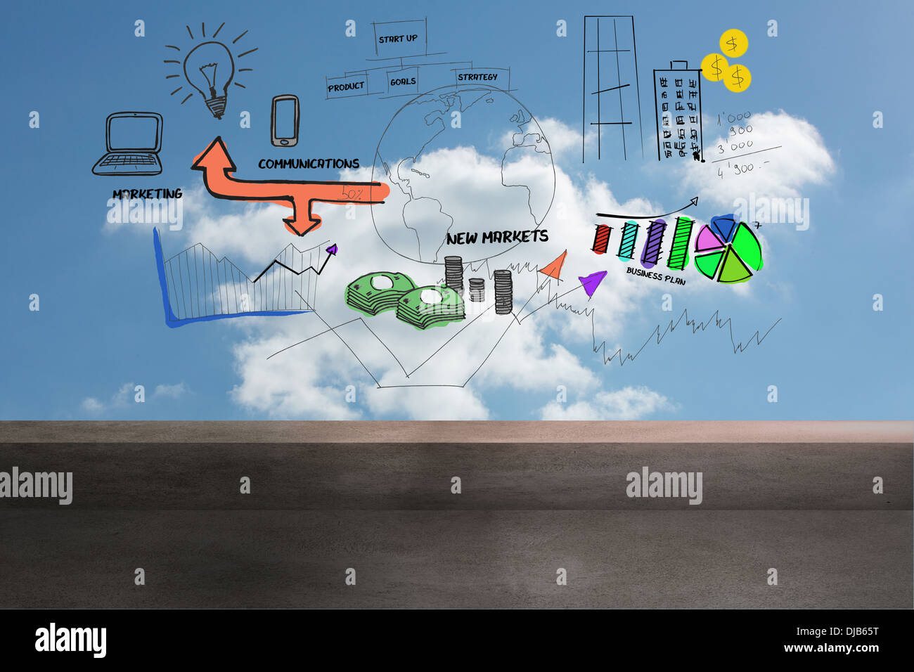 Graphics drawn on sky Stock Photo - Alamy