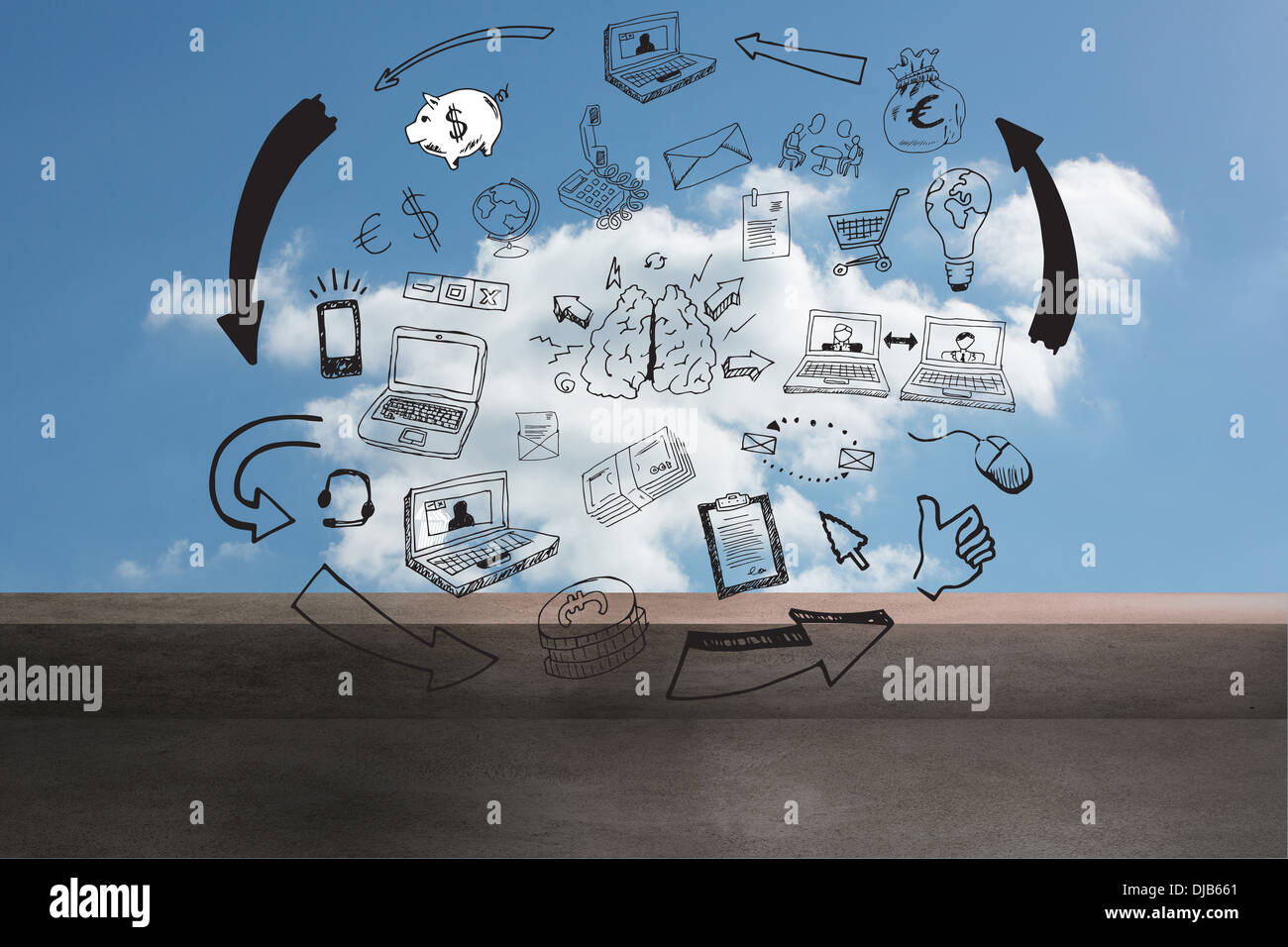 Graphics drawn on sky Stock Photo - Alamy