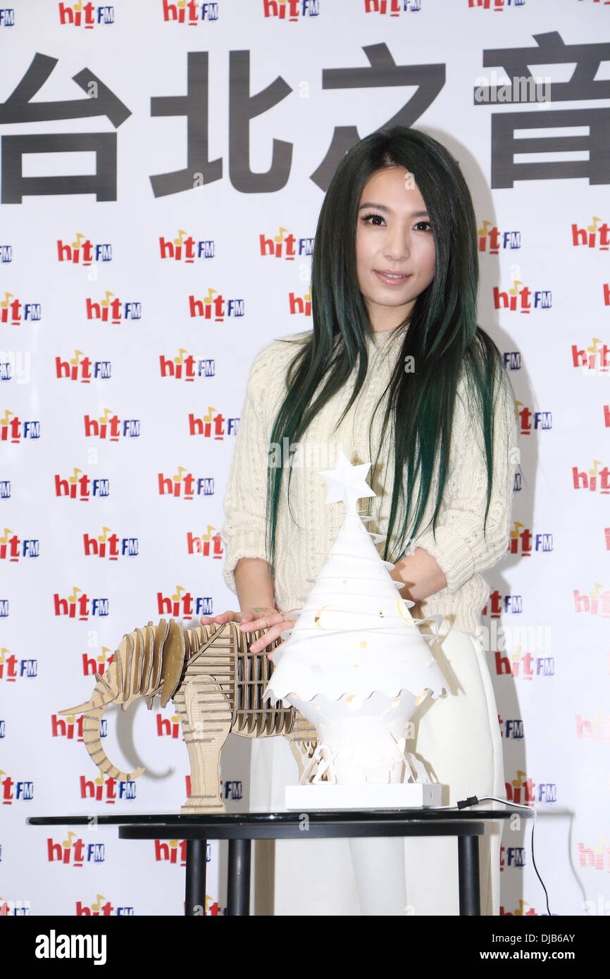 Taipei, Taiwan. 22nd Nov, 2013. Singer Hebe promotes her new album via ...