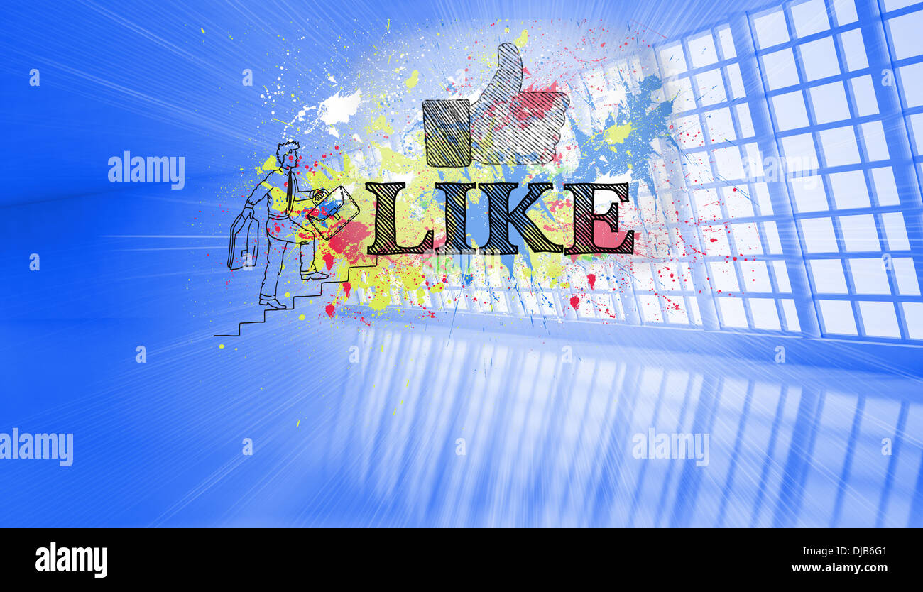 Like written over color splashes in blue room Stock Photo - Alamy