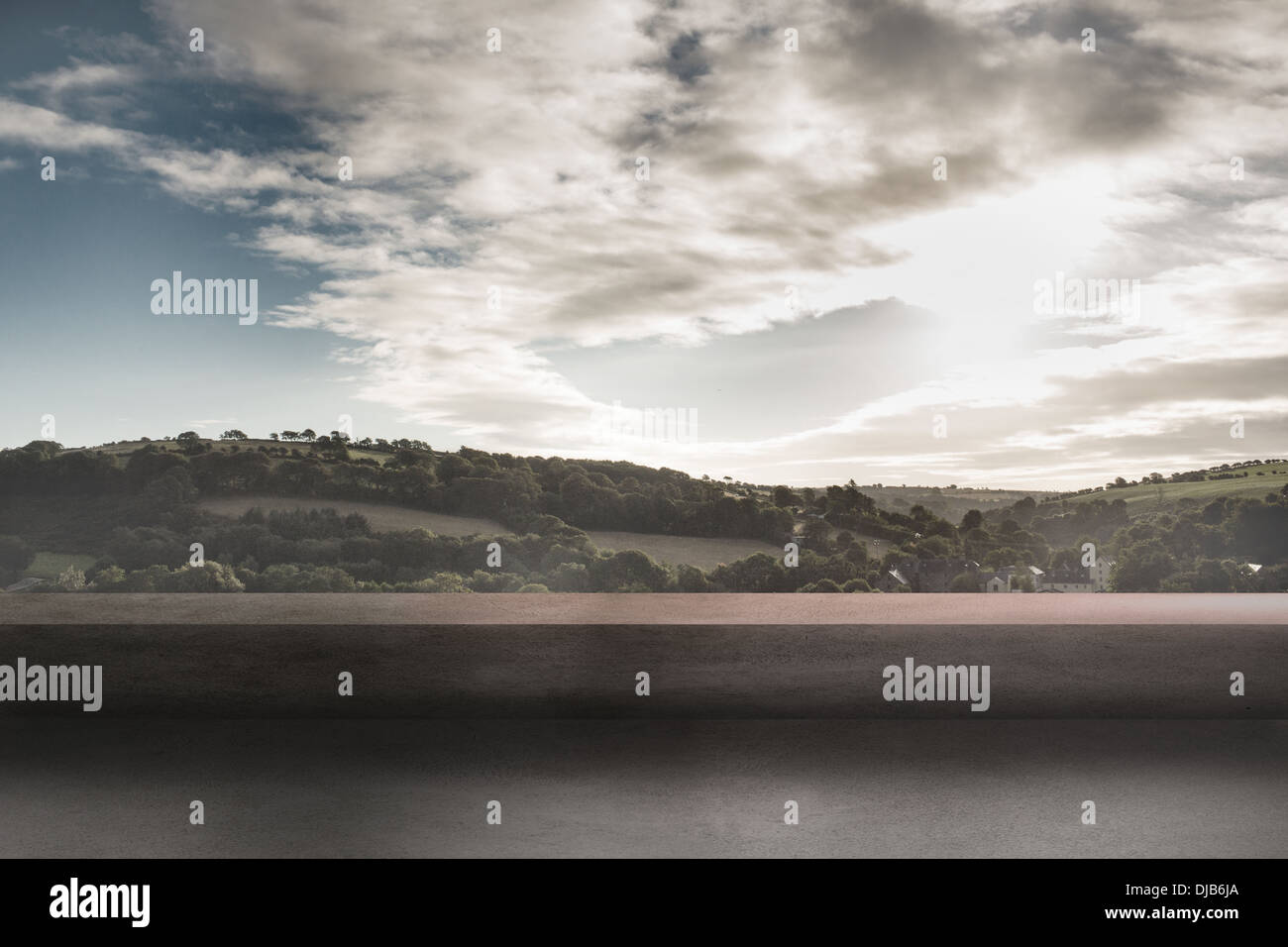 View of landscape from balcony Stock Photo - Alamy