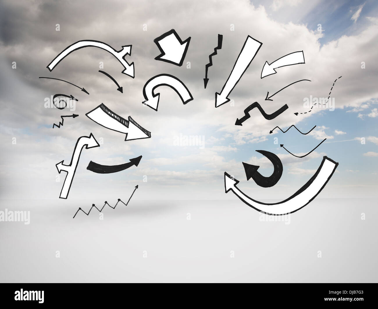 Arrows on sky background Stock Photo - Alamy
