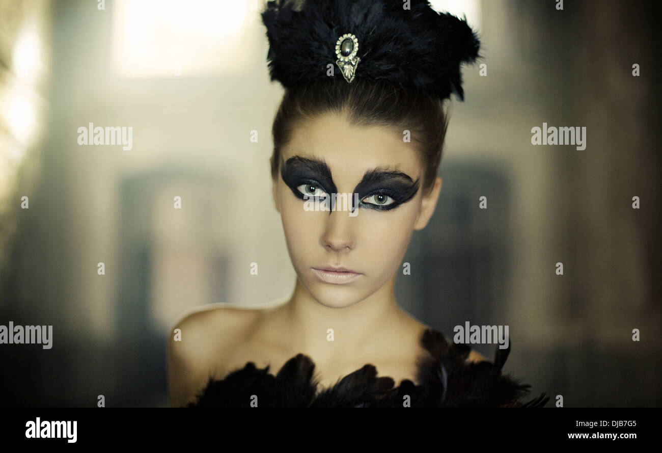 Portrait of the young ballet dancer as a black swan Stock Photo - Alamy