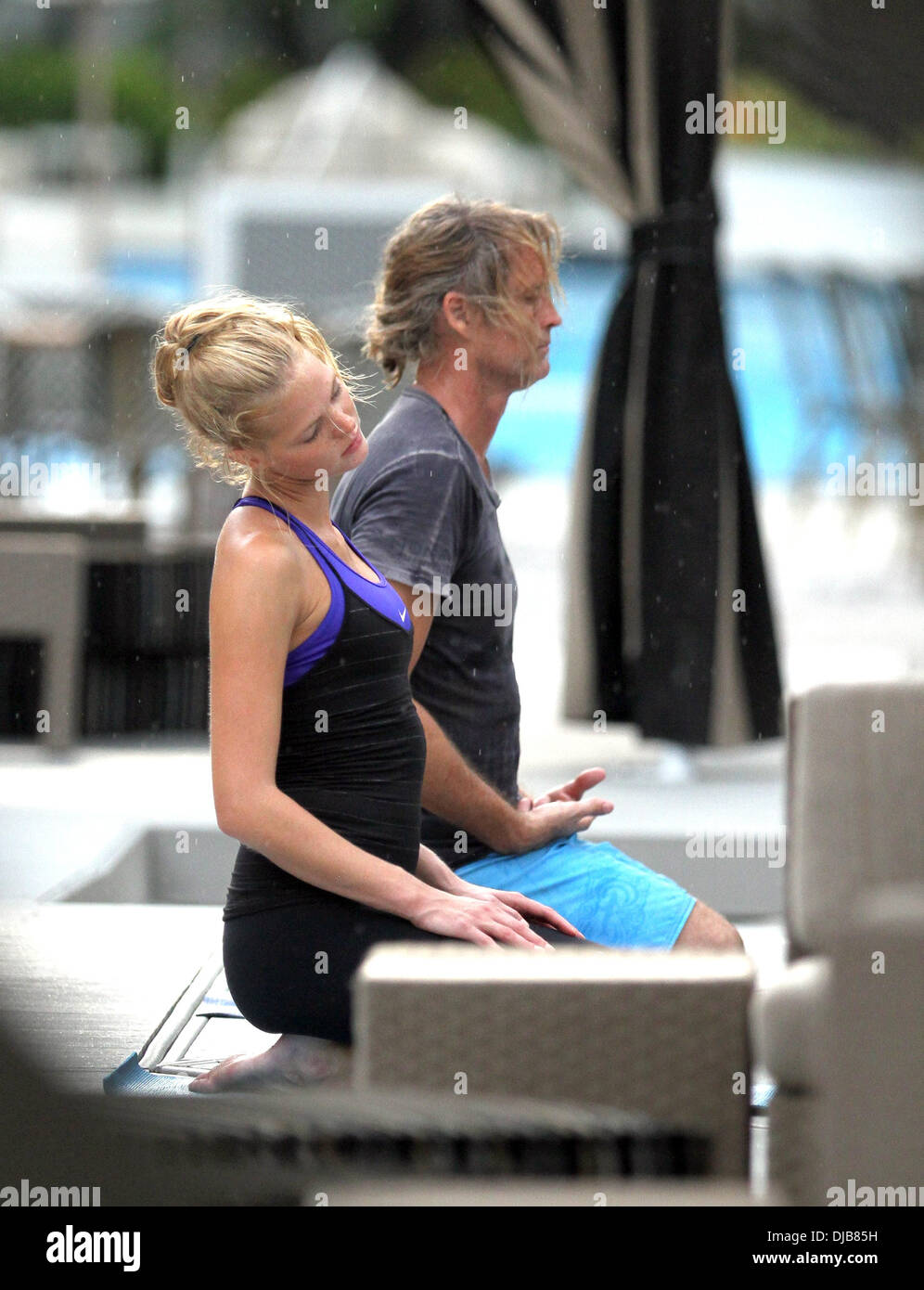 Victoria's Secret model, Erin Heatherton during a yoga class in Miami ...
