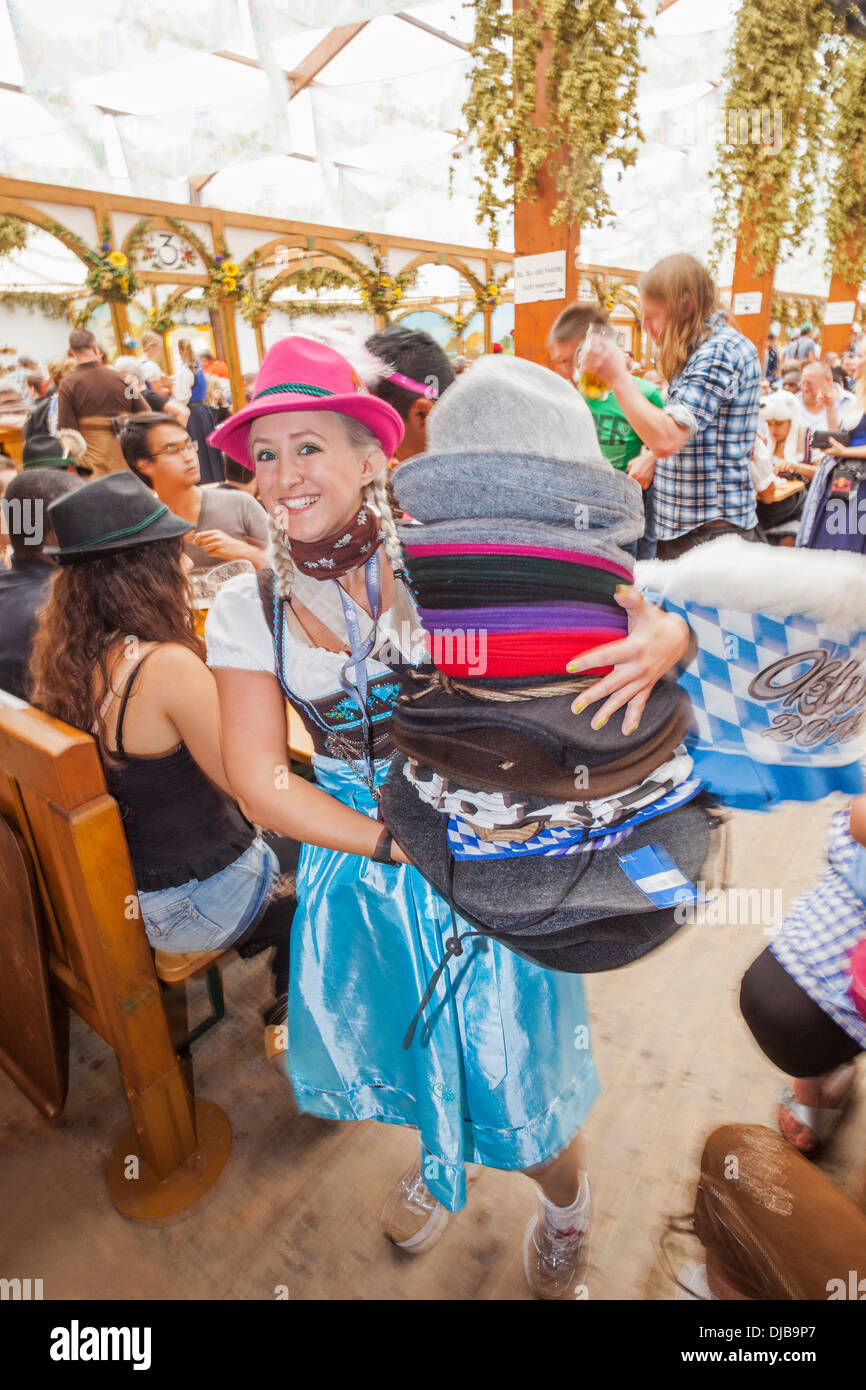 Germany, Bavaria, Munich, Oktoberfest, Souvenir Hat Vendor Stock Photo ...