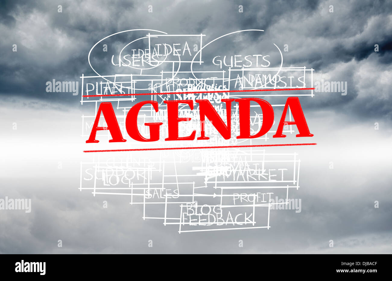 Agenda stamped over words written on sky background Stock Photo - Alamy