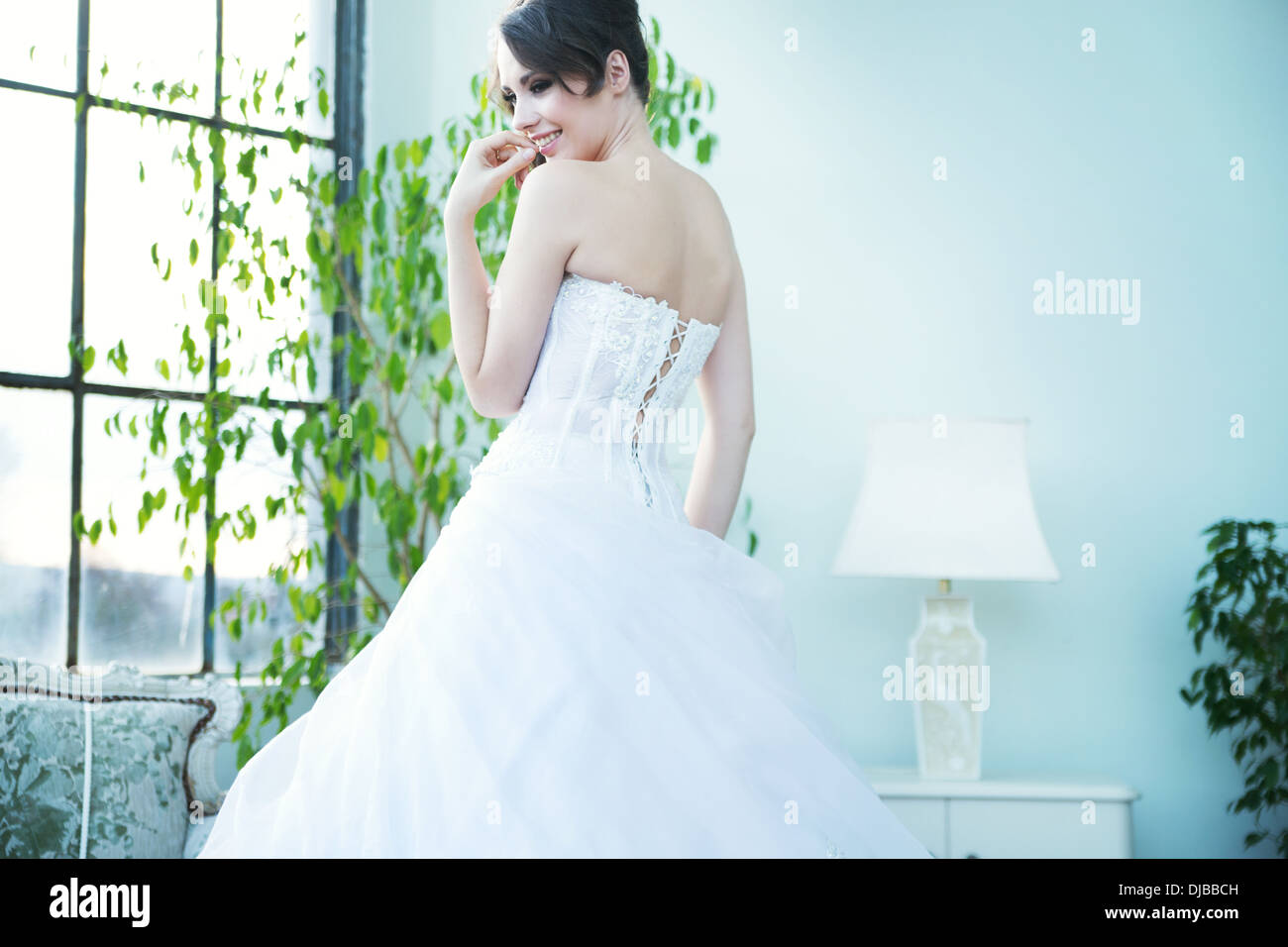 Tempting bride waiting for her beloved husband Stock Photo - Alamy