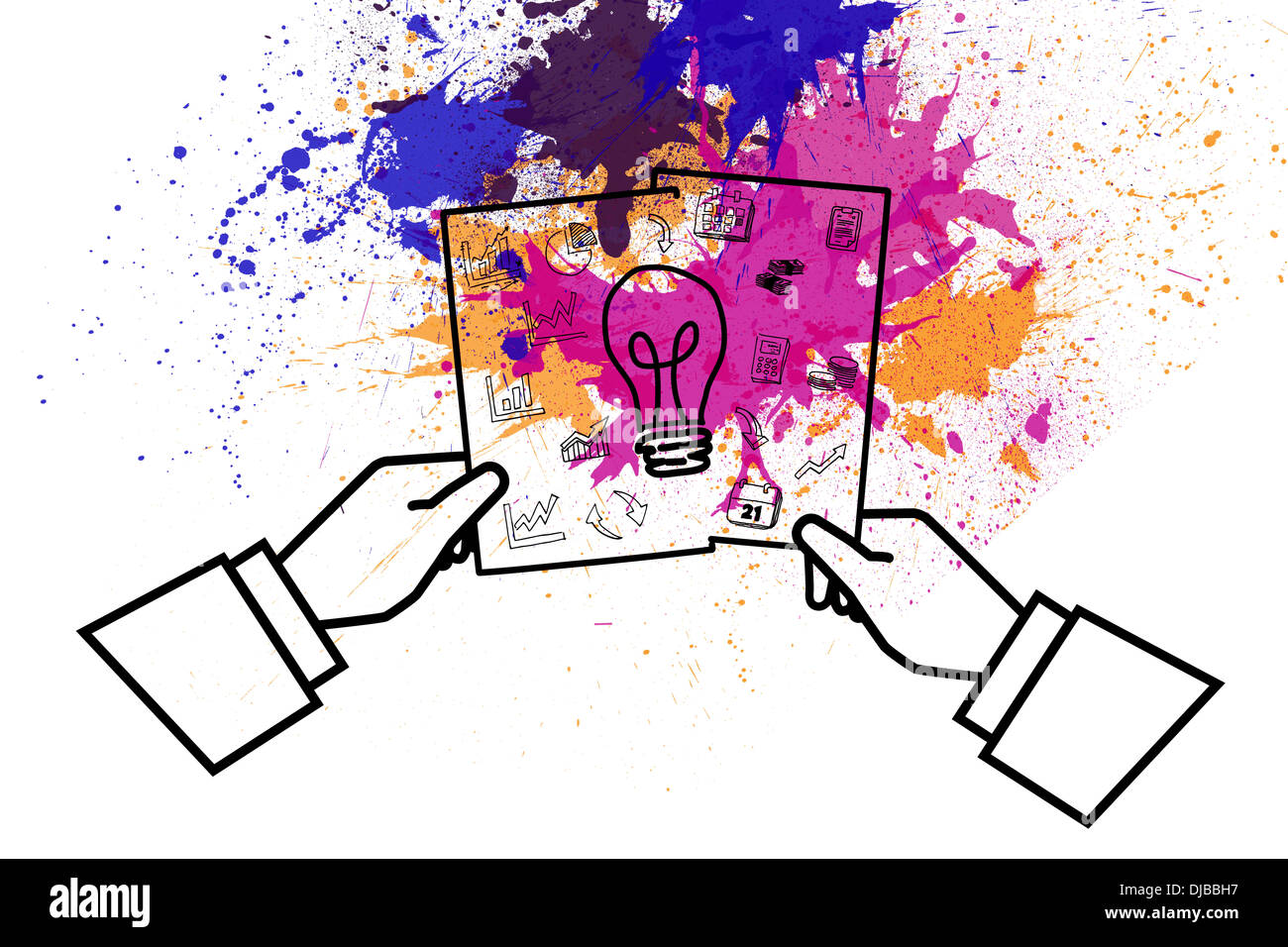 Plan with light bulb over splashes Stock Photo - Alamy