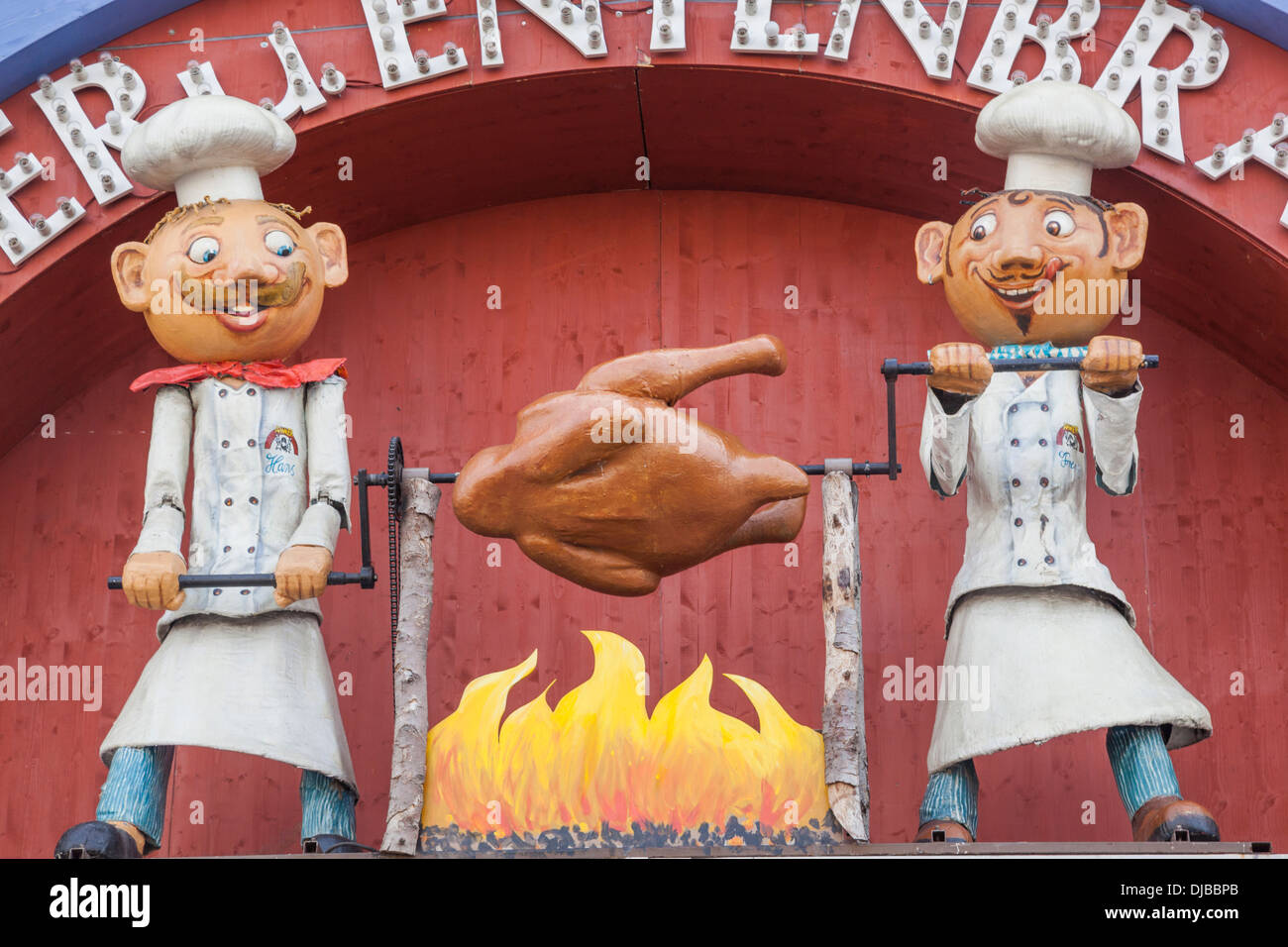 Germany, Bavaria, Munich, Oktoberfest, Roast Chicken Restaurant Facade ...