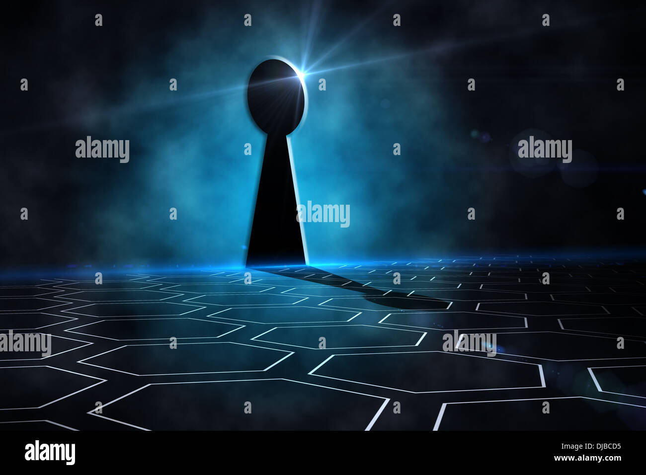 Keyhole on technological black background Stock Photo - Alamy