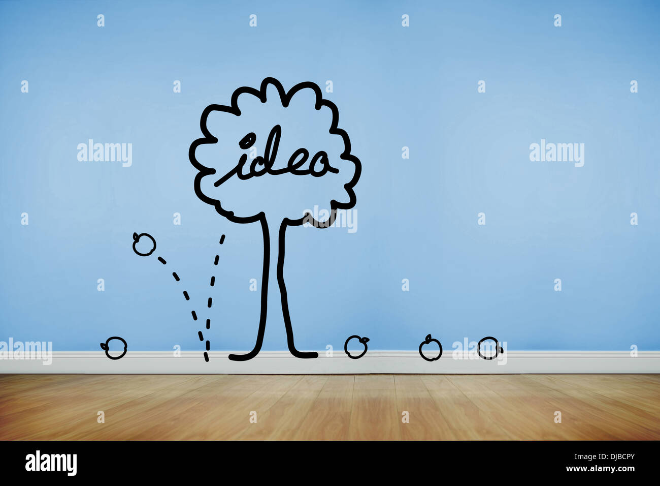 Idea tree graphic on blue wall Stock Photo - Alamy