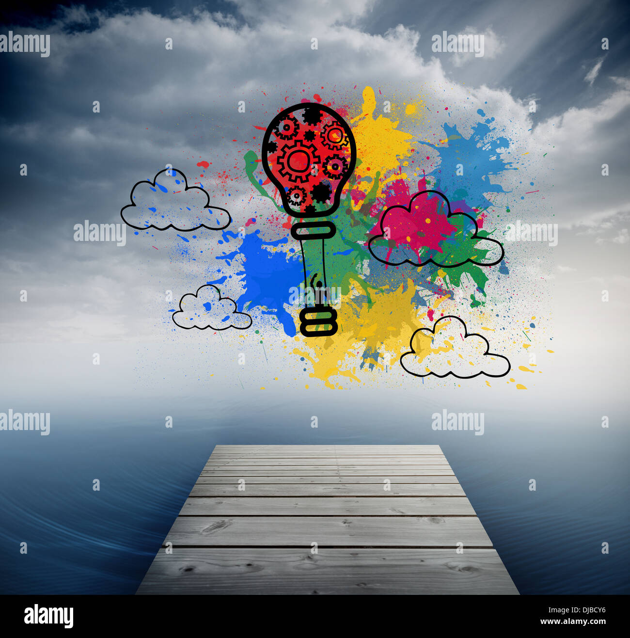 Hot air balloon on splashes over ocean Stock Photo - Alamy