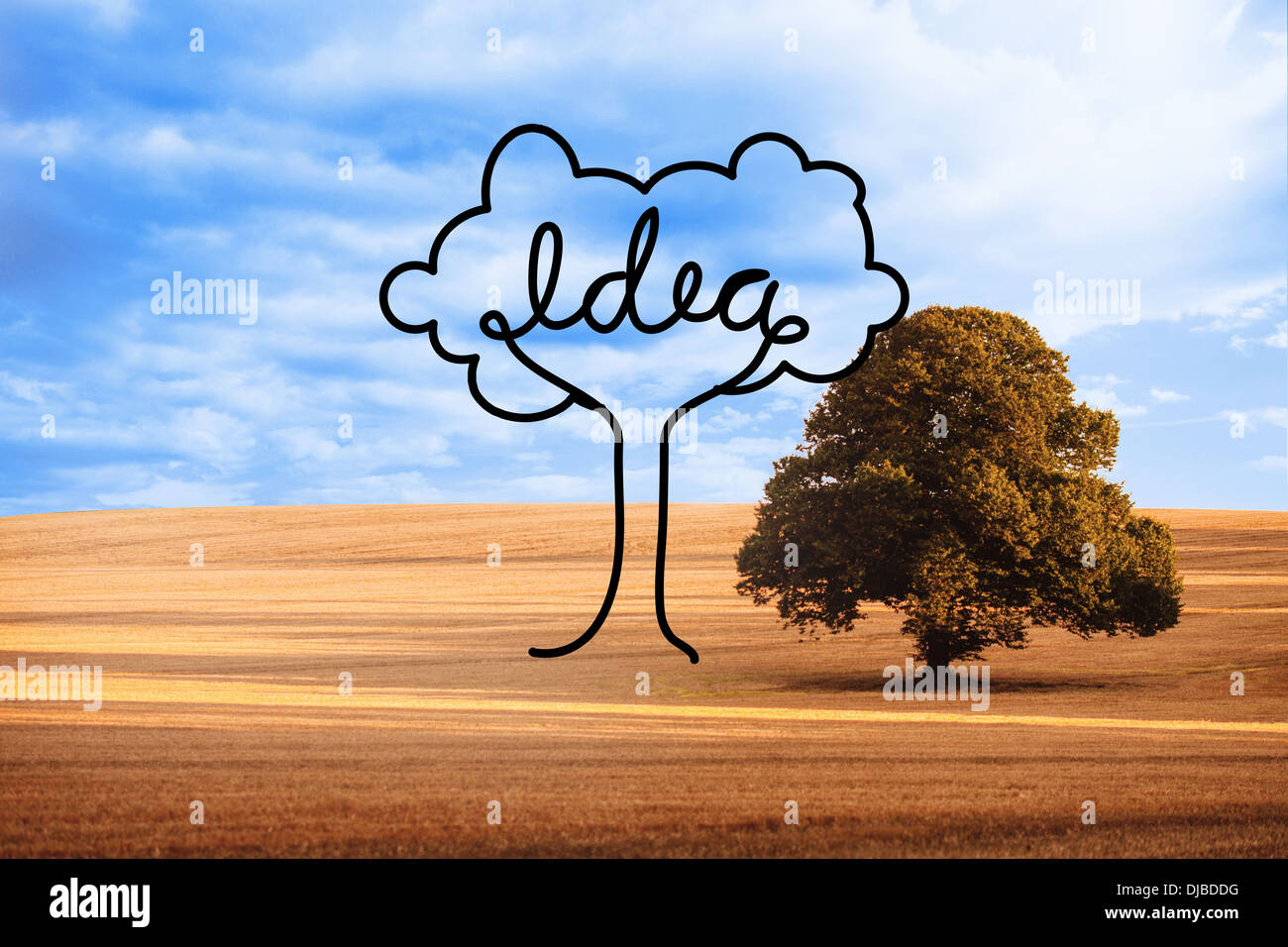 Idea tree over countryside Stock Photo - Alamy