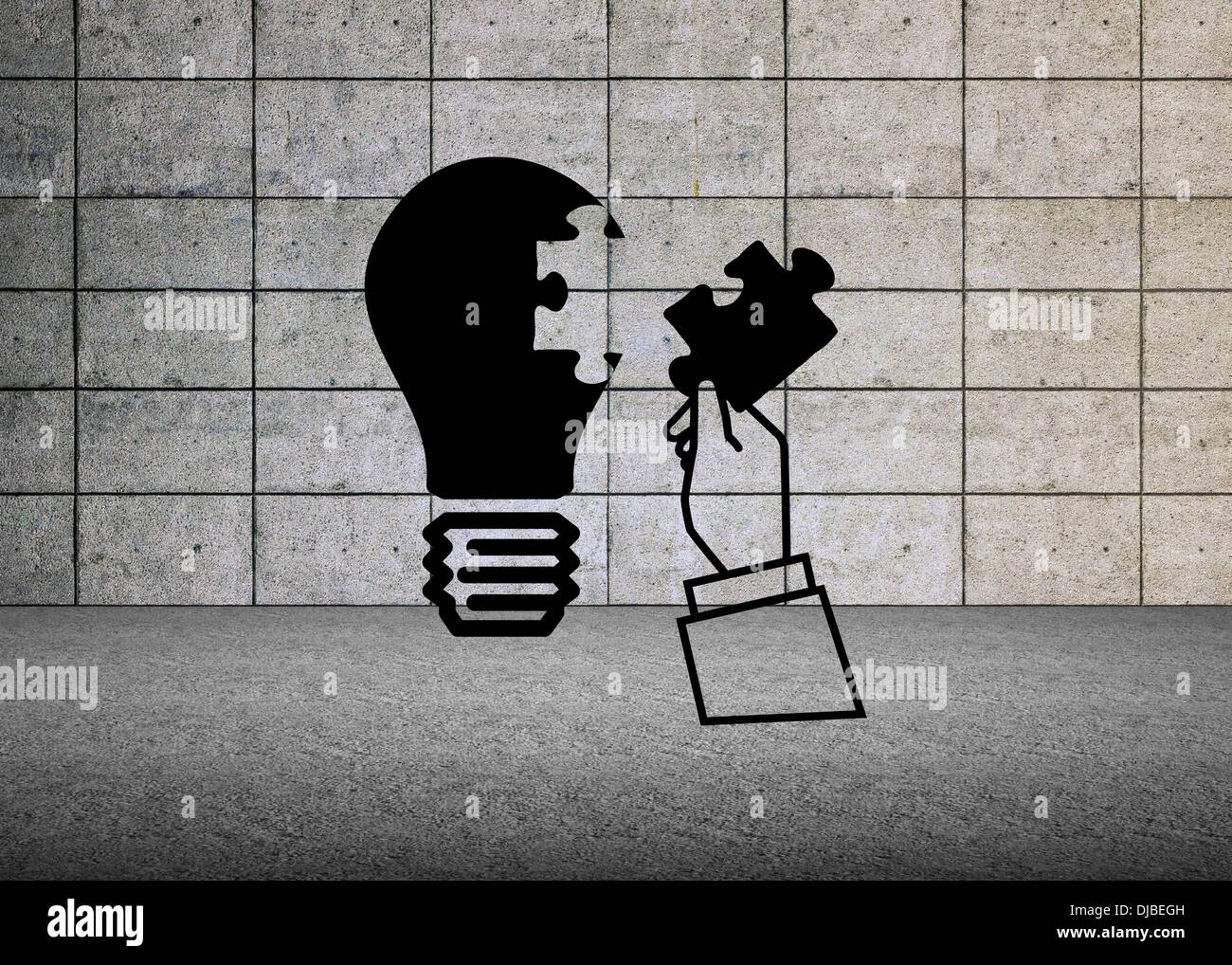 Light bulb puzzle in grey room Stock Photo - Alamy
