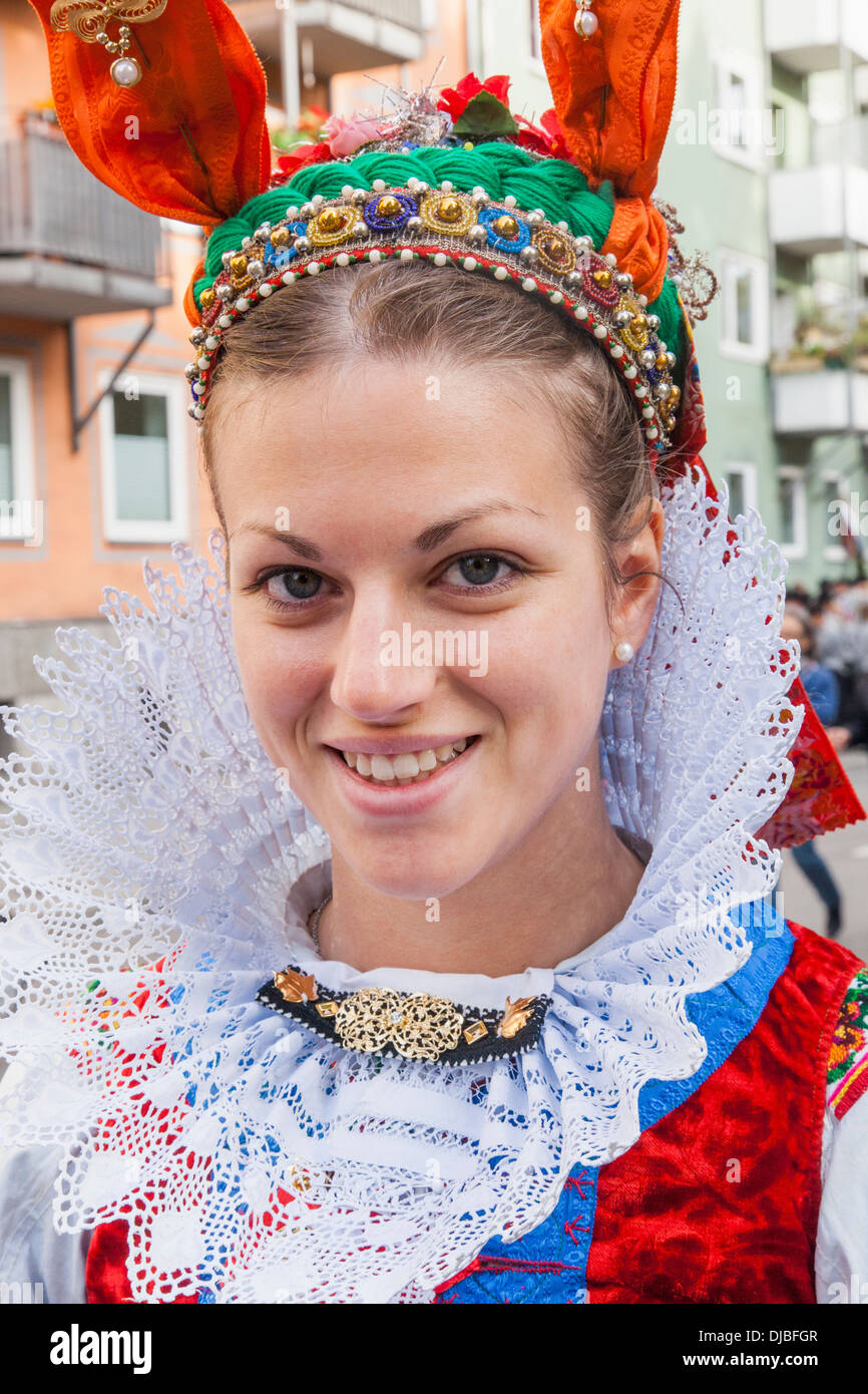 Czech Republic, Girl Dressed in Folklore Costume of the Wischauer ...