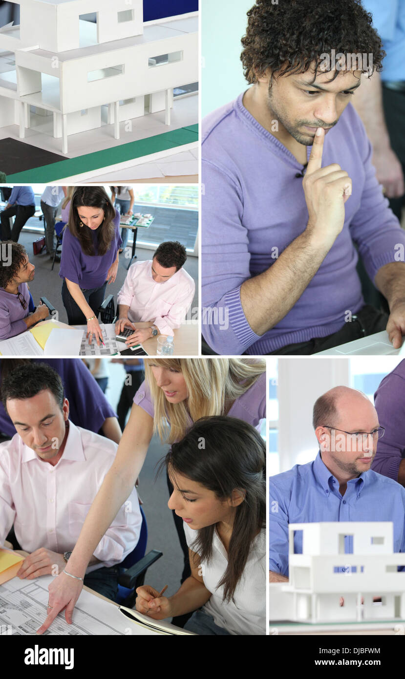 Montage of architects hard at work Stock Photo - Alamy