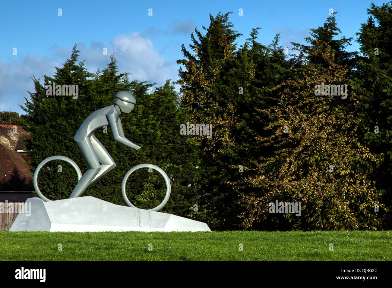 Cyclist Sculpture on Vic House Roundabout Stock Photo - Alamy