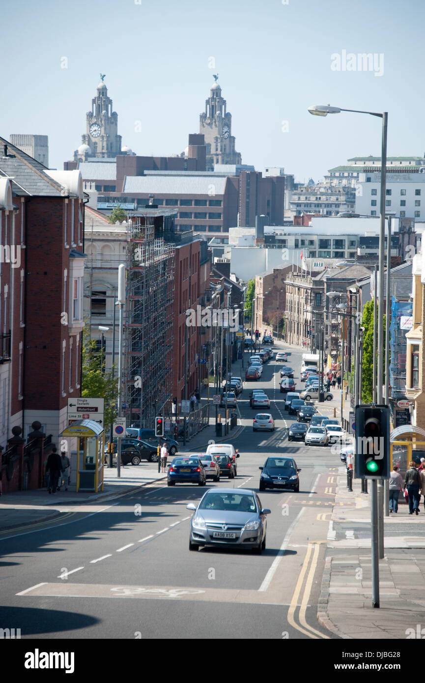 Liverpool City Street Busy Liver Buildings Stock Photo - Alamy