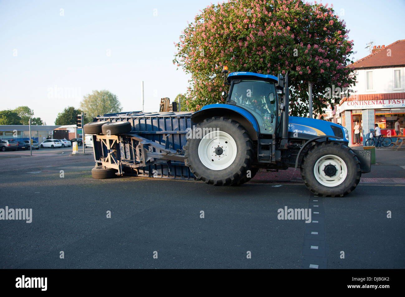 Tractor Trailer Overturned Farming Accident RTA RTC Stock Photo - Alamy