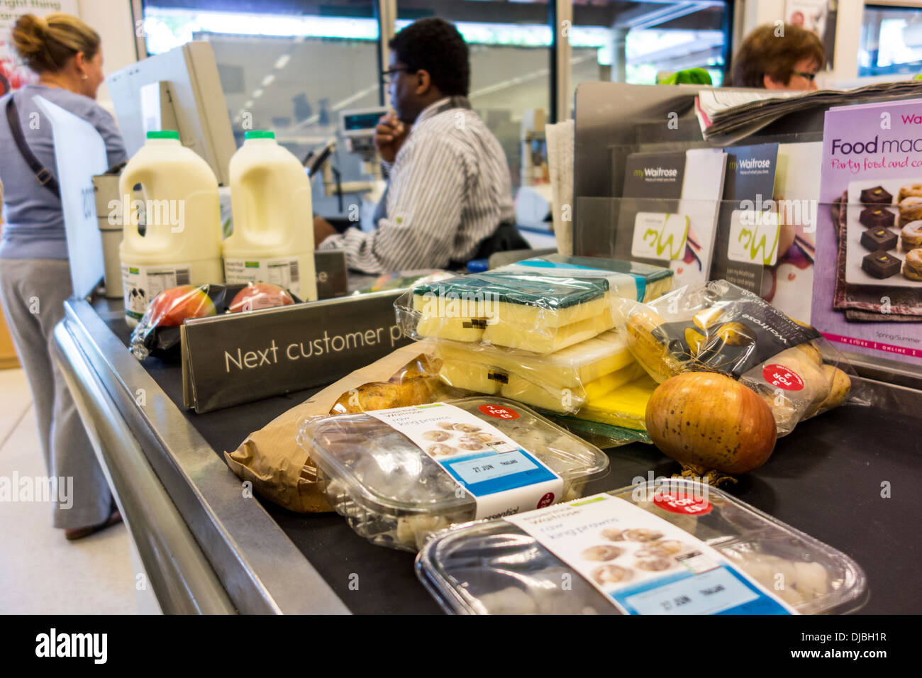 Waitrose supermarket checkout point, UK Stock Photo - Alamy