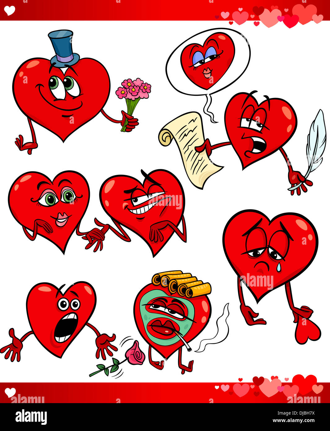 Cartoon Illustration of Cute Valentines Day and Love Themes Collection ...