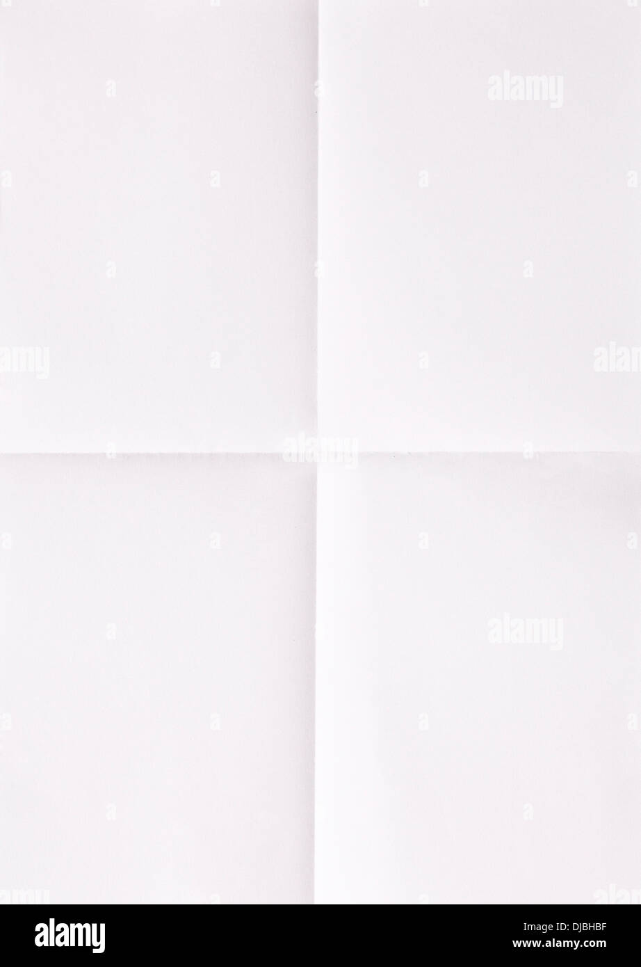 white sheet of paper folded in four, textured Stock Photo - Alamy