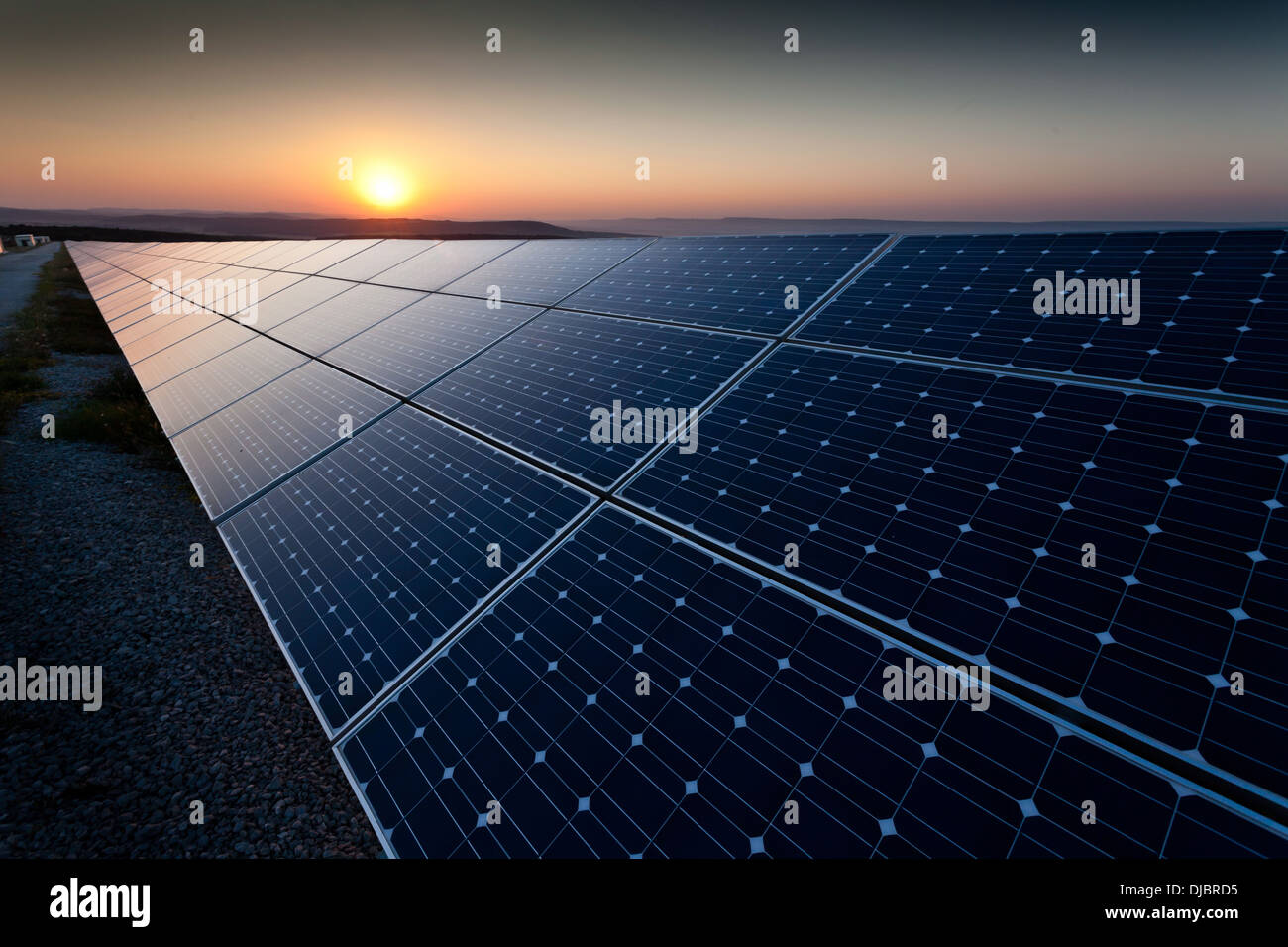Power plant using renewable solar energy with sun Stock Photo - Alamy