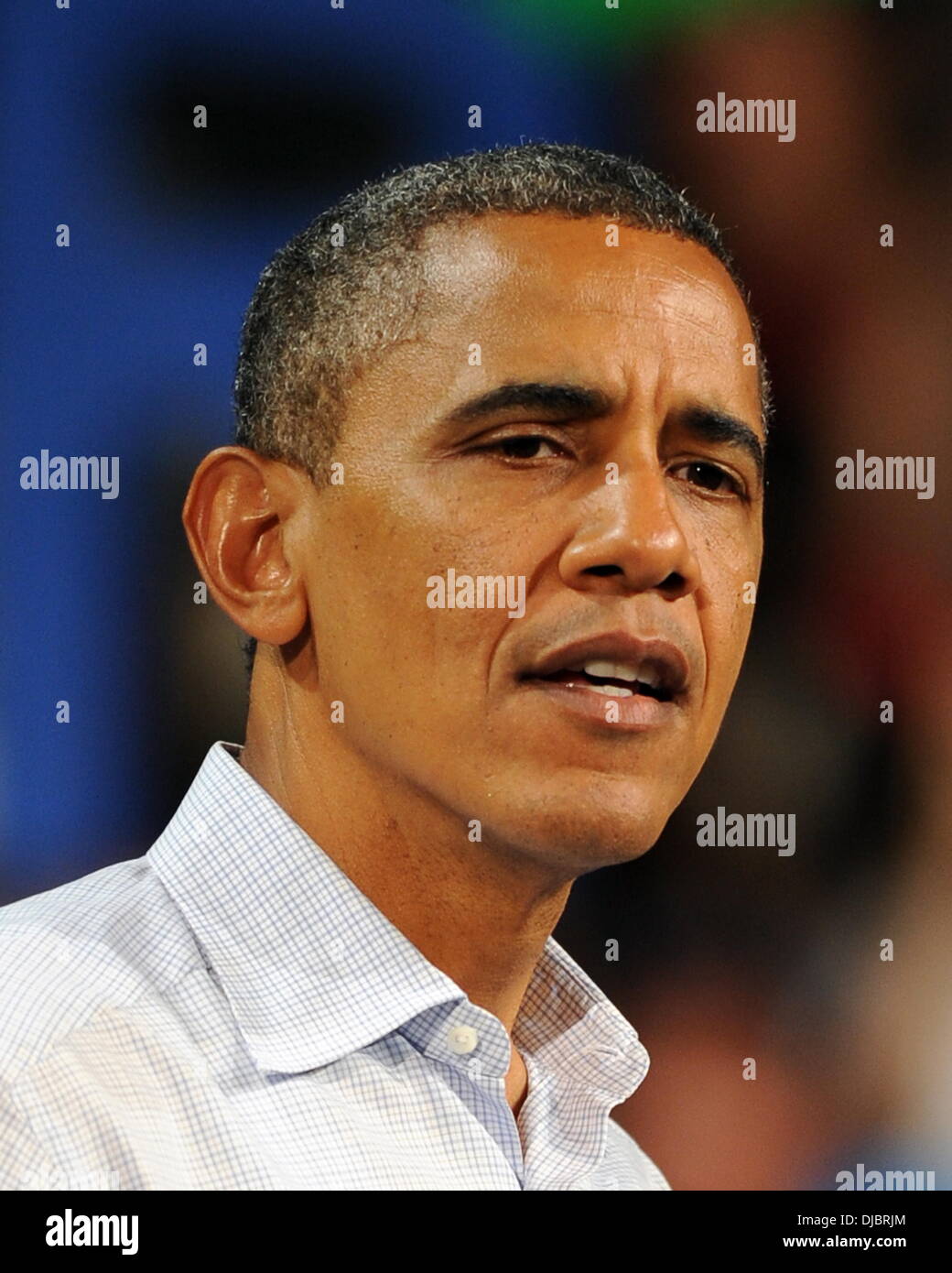 U.S. President Barack Obama takes the stage at a campaign rally at the ...