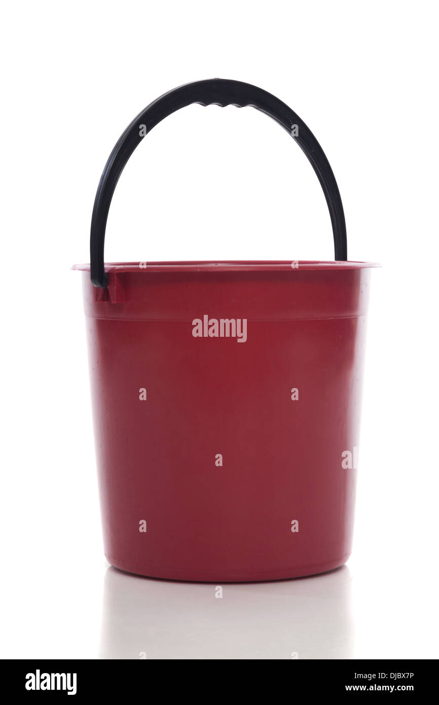 red bucket isolated on white background Stock Photo - Alamy